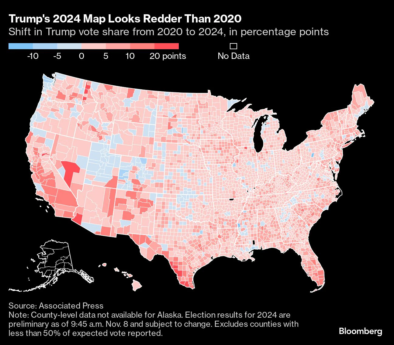 Trump’s Vote Share Surge: Key Counties in America’s Red Shift